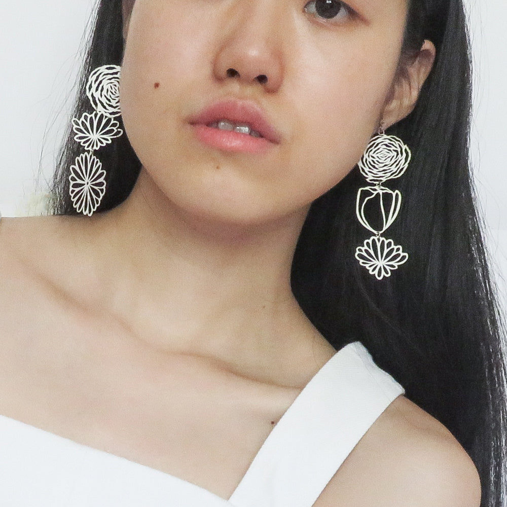 Classic Triple Floral Paper Cut Earring – Plucking Peonies